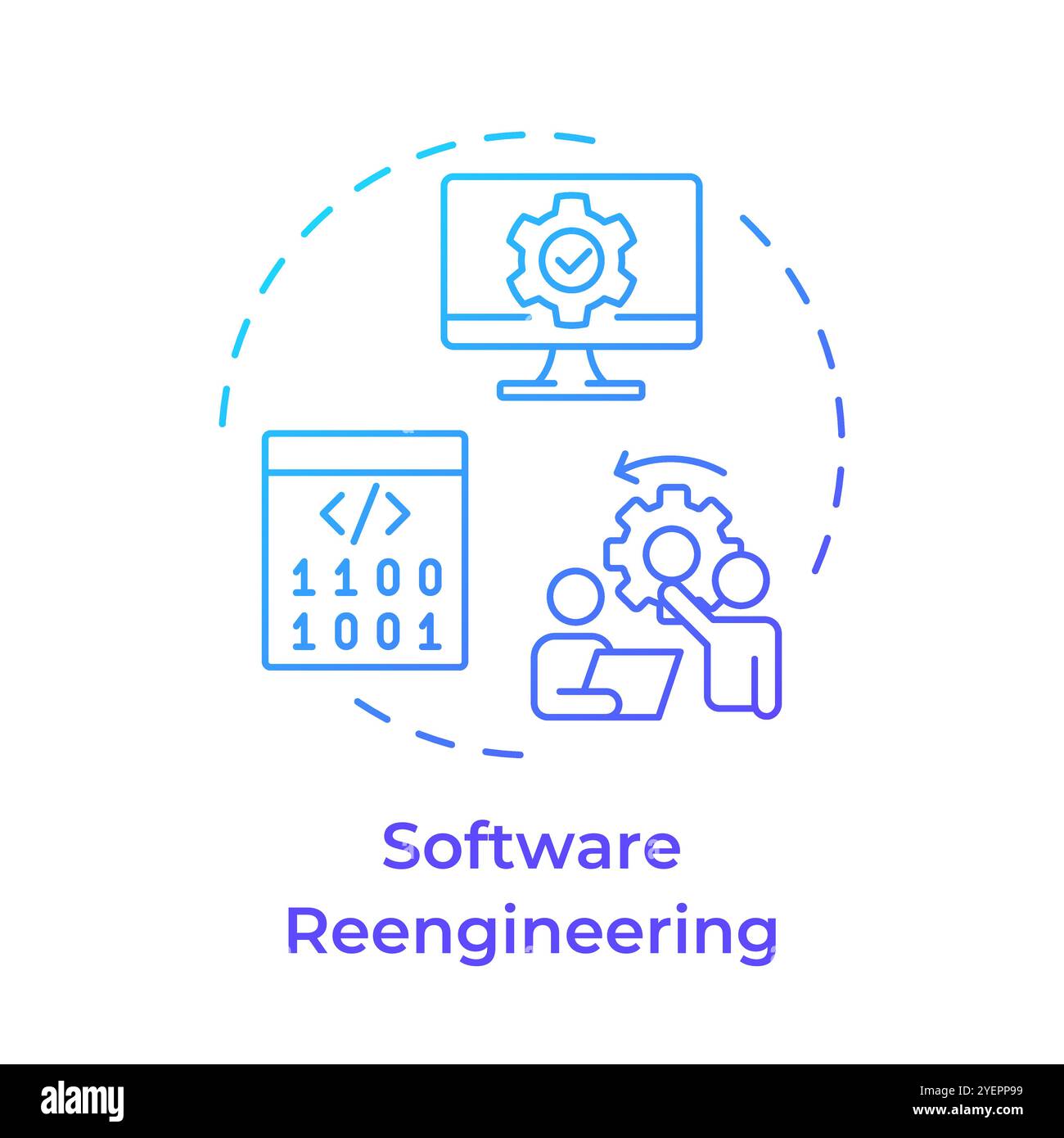 Software reverse engineering blue gradient concept icon Stock Vector ...