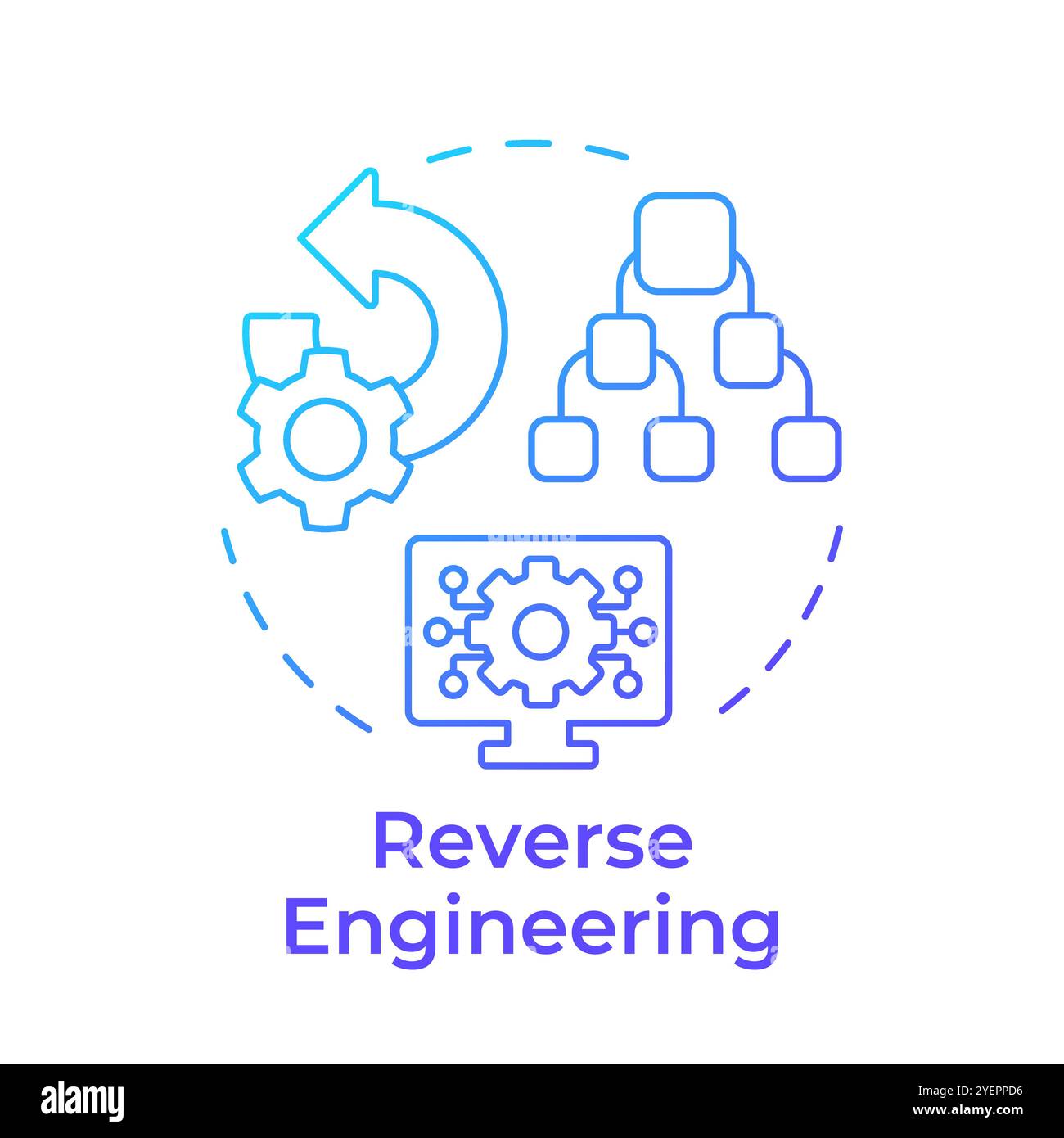 Reverse engineering blue gradient concept icon Stock Vector Image & Art ...