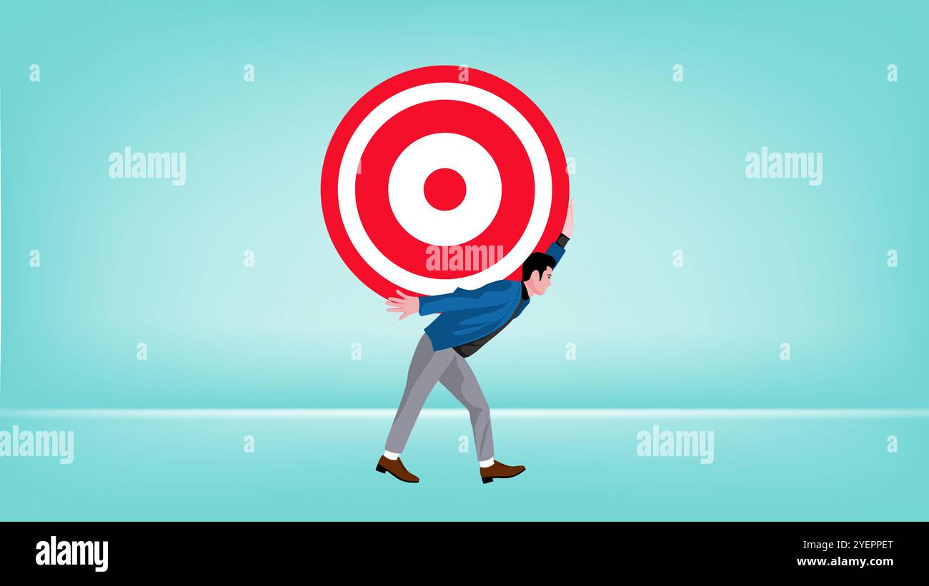 illustration of a businessman carrying out targets for his business ...