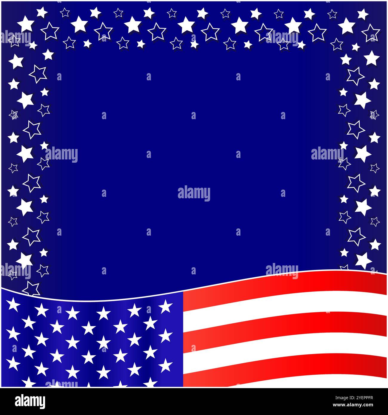 American flag symbols decorative frame on dark blue background with ...