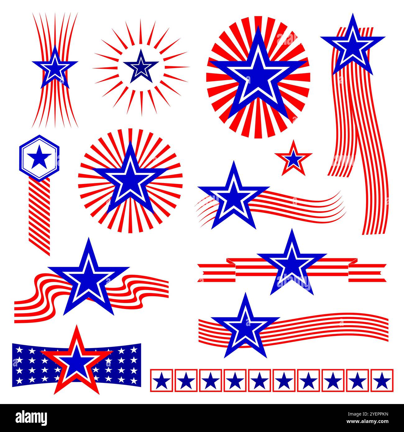 Vector set design elements decorations American flag symbols stars and ...