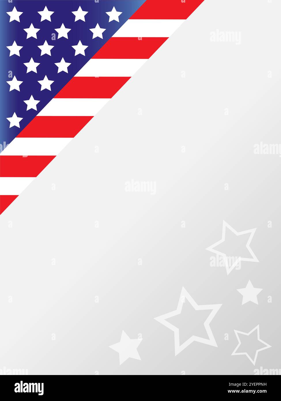 USA flag symbols patriotic background border corner with grey gradient ...
