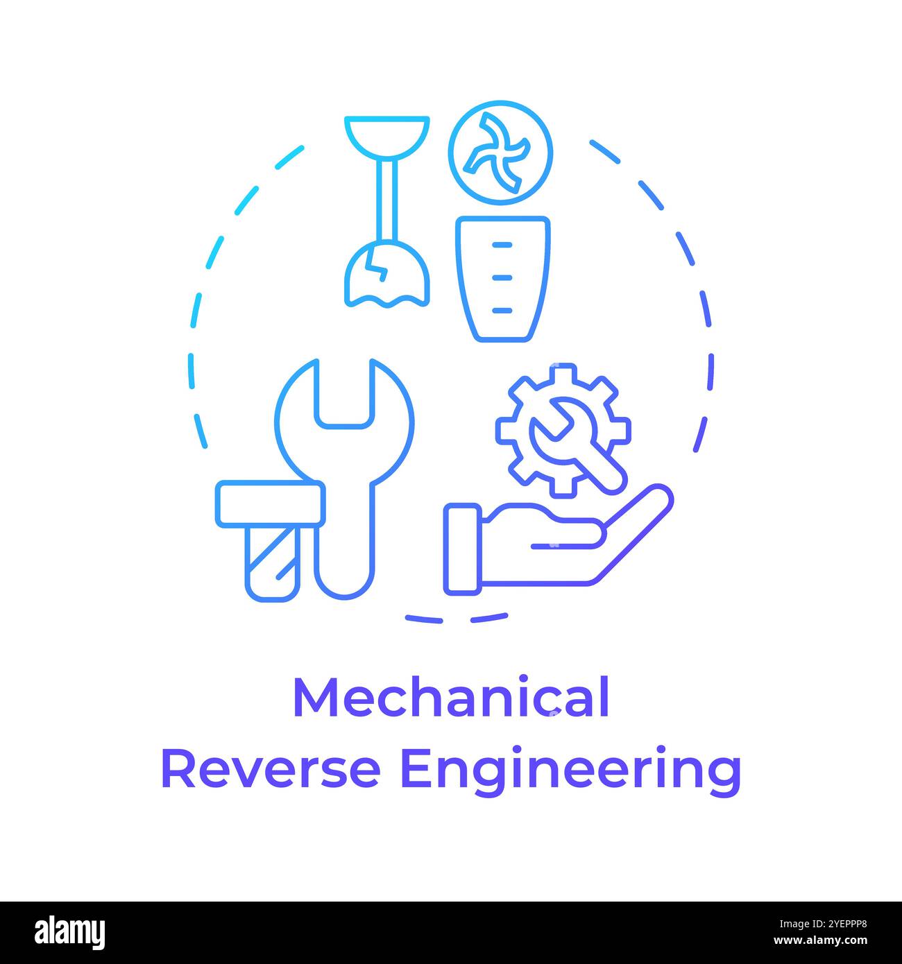 Mechanical reverse engineering blue gradient concept icon Stock Vector ...