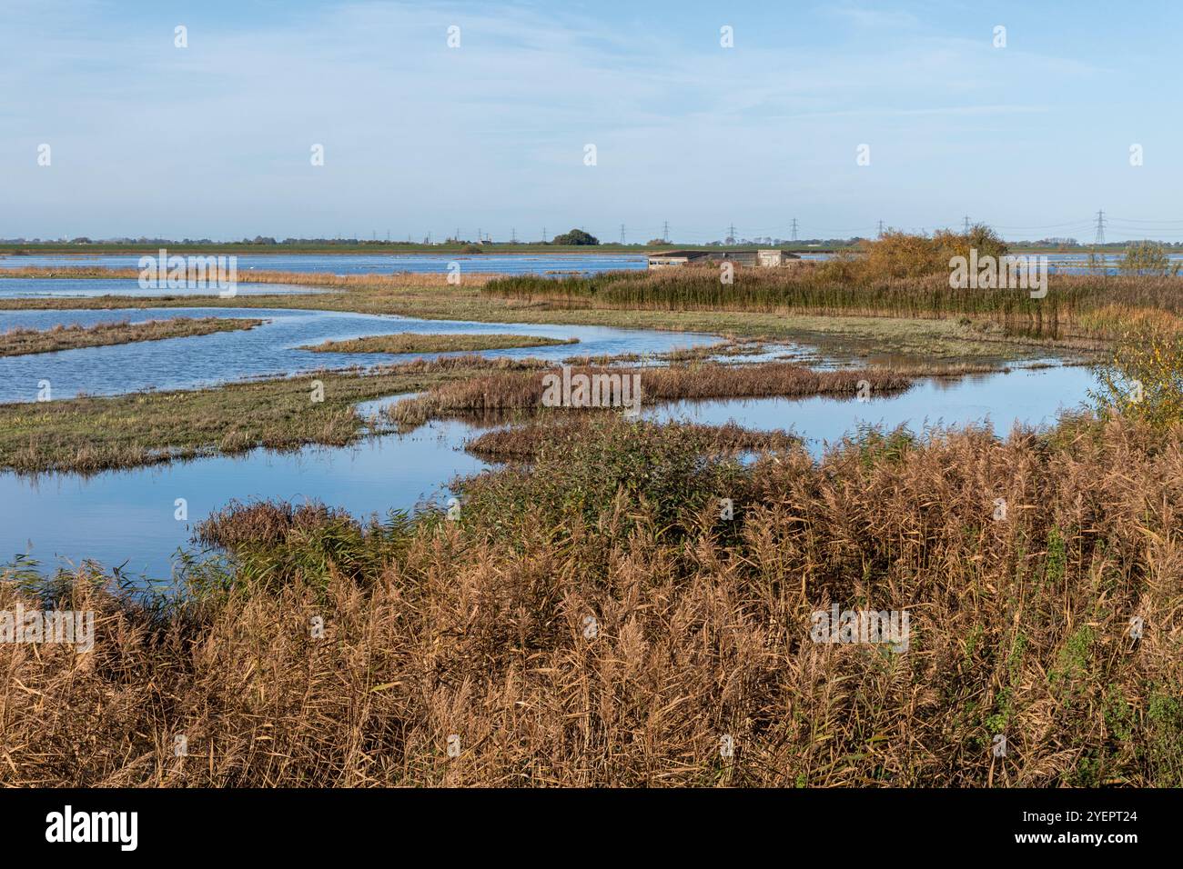 View of WWT Welney Wetland Centre, a nature reserve important for birds ...