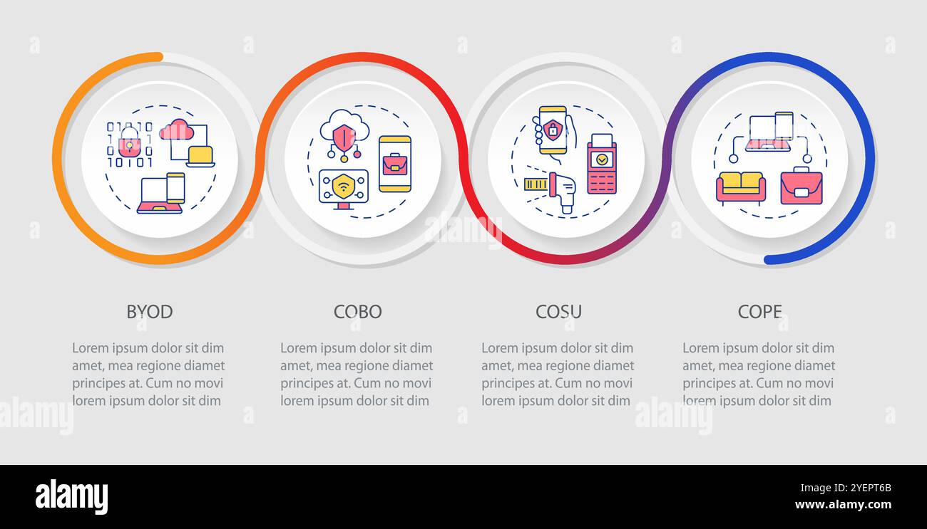 Business mdm management models infographics circles sequence Stock ...