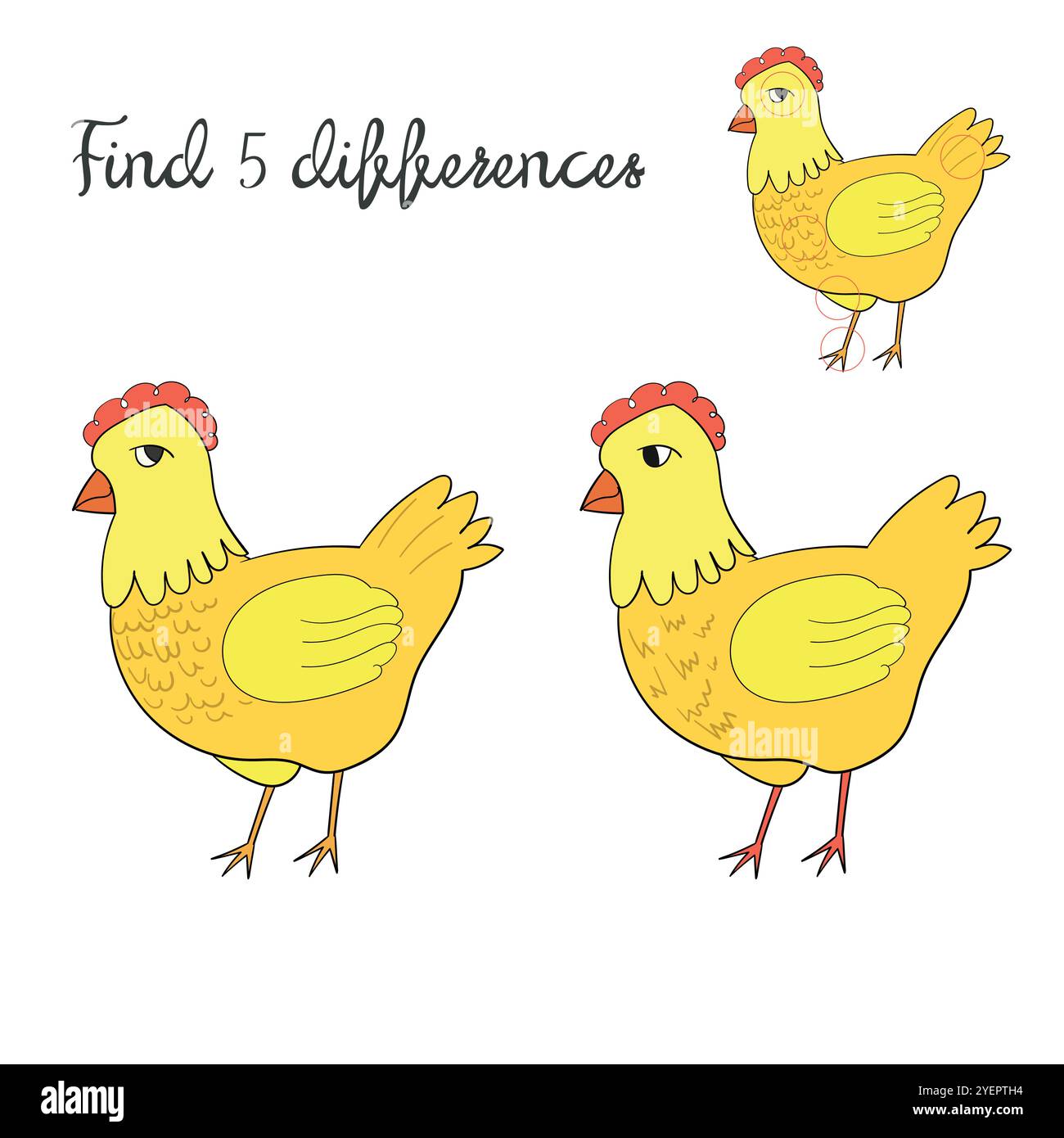 Find differences kids layout for game hen chicken Stock Vector Image ...