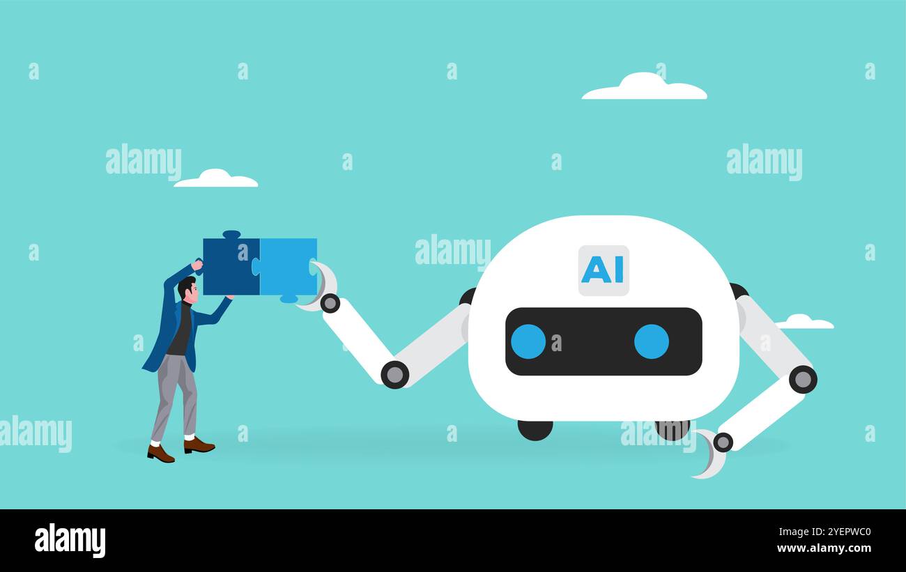 AI robot with businessman illustration with the concept of AI robots ...