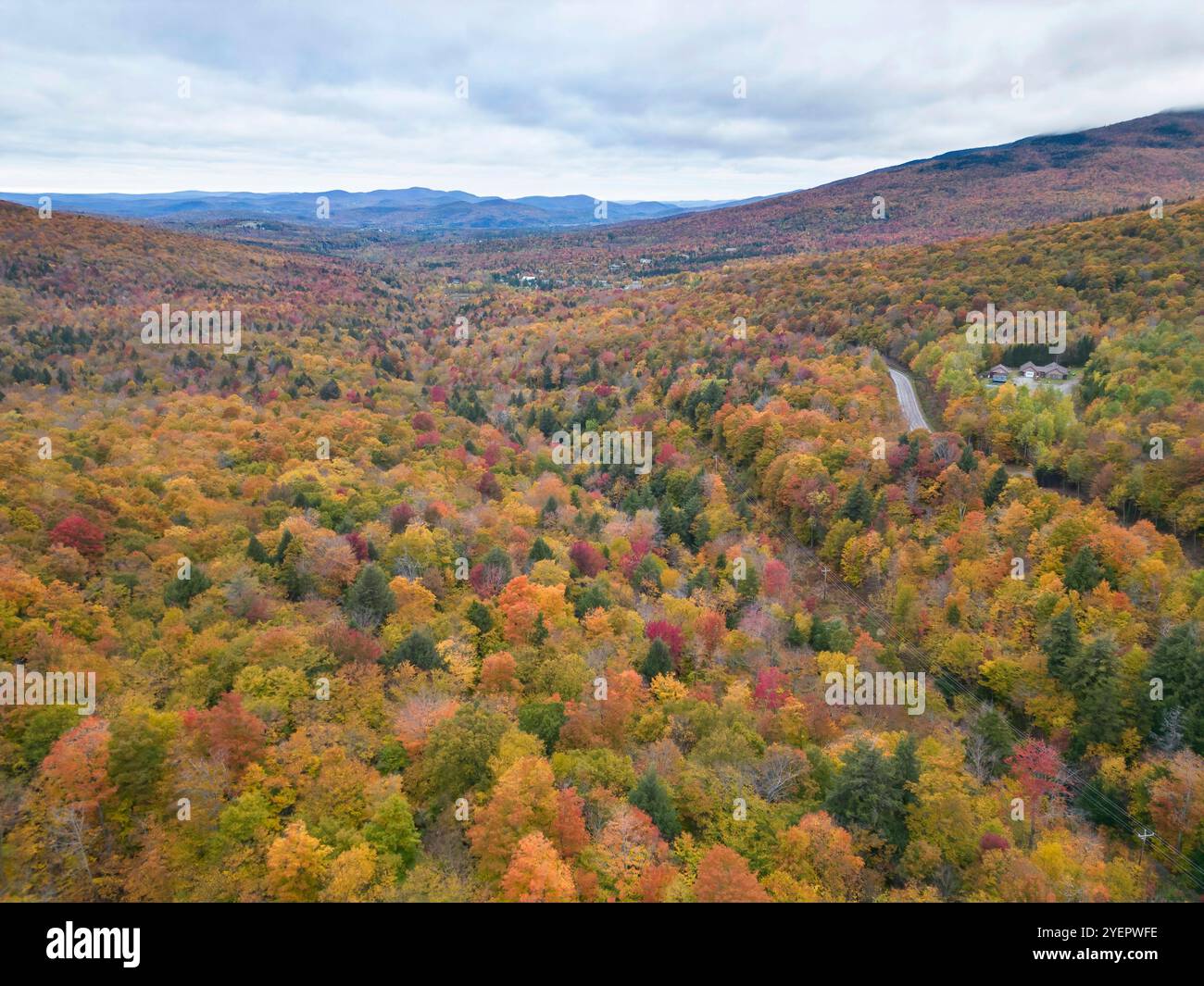 aerial view of the spectacular fall colours at smugglers notch vermont ...