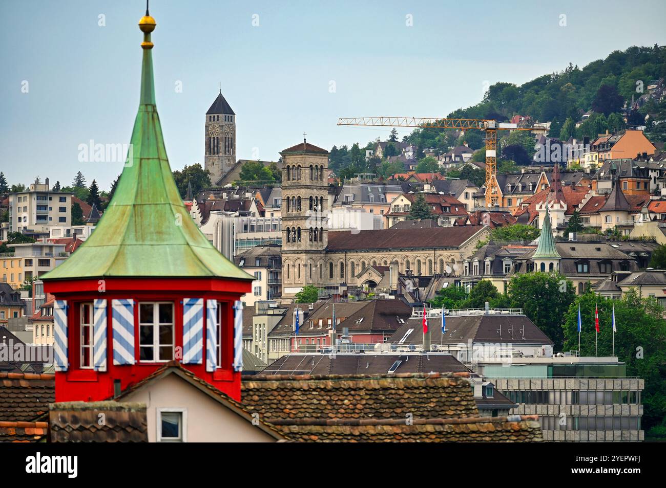 Buildings and churches old town Zurich skyline, Switzerland Stock Photo ...