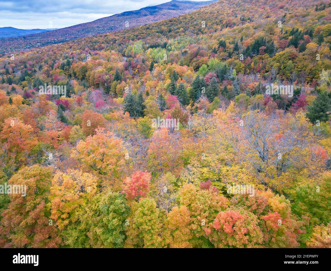 aerial view of the spectacular fall colours at smugglers notch vermont ...