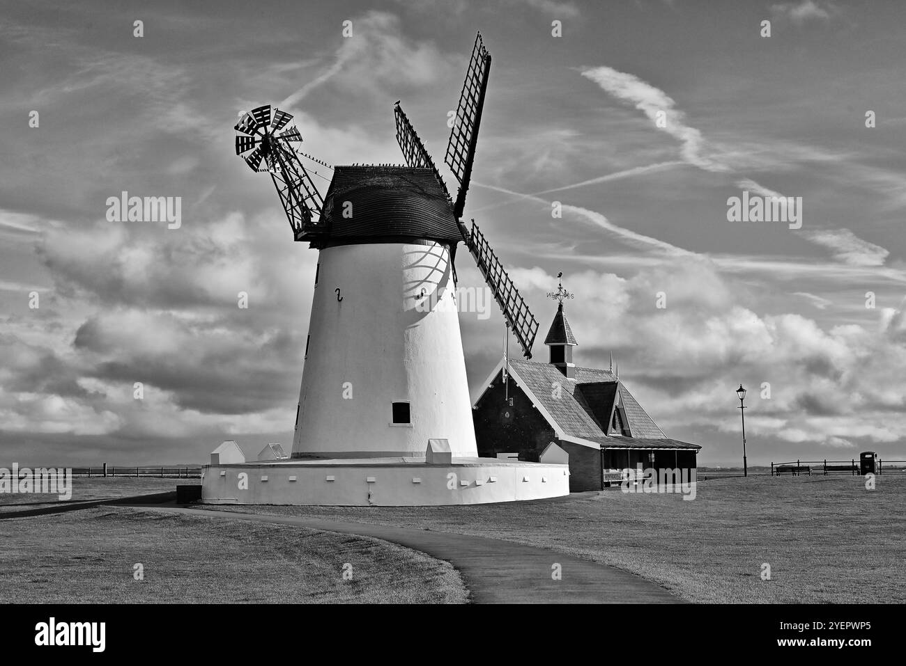 Around the UK - Monochrome image of Lytham Windmill Stock Photo - Alamy
