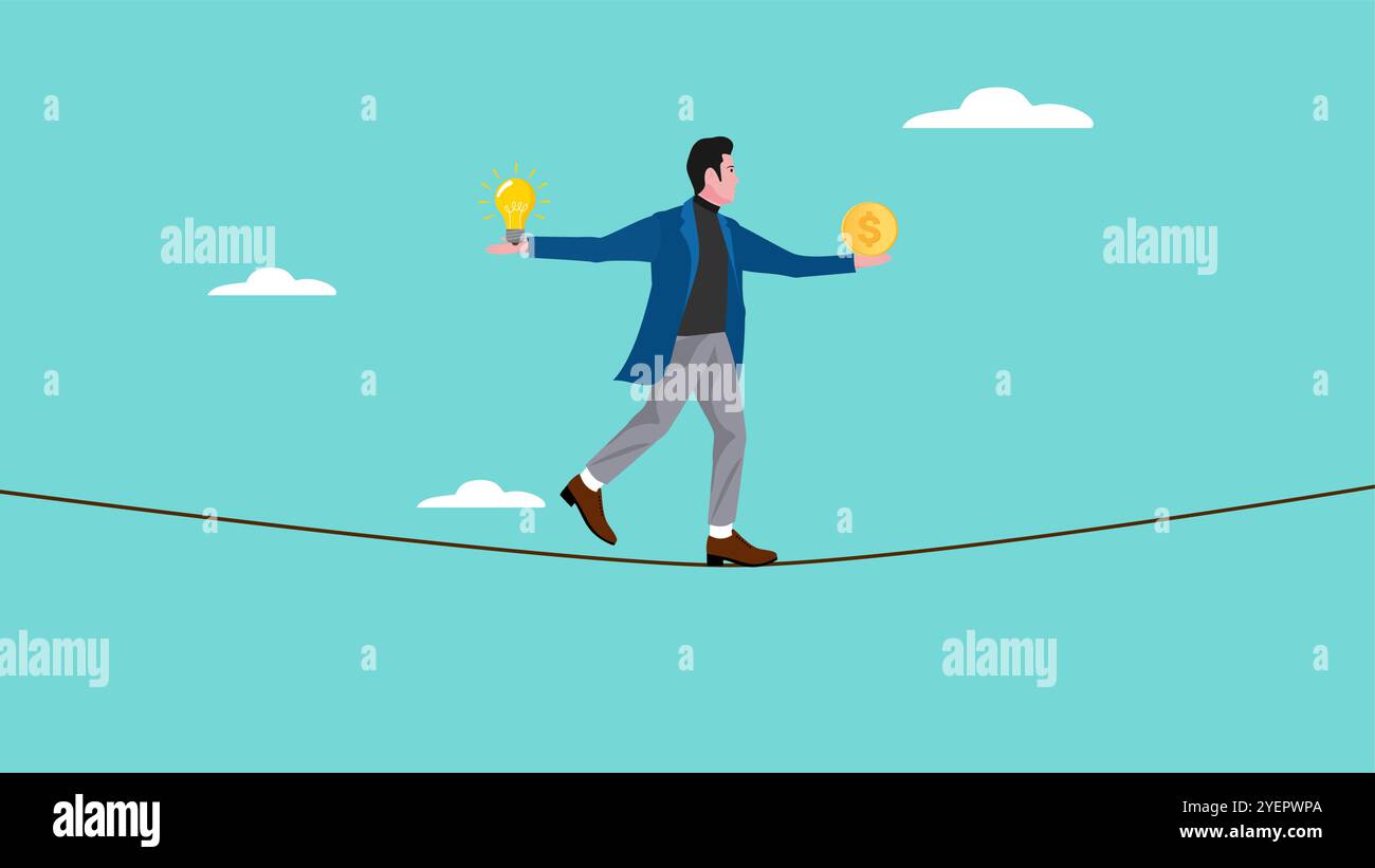 balance of knowledge and money illustration with the concept of a ...