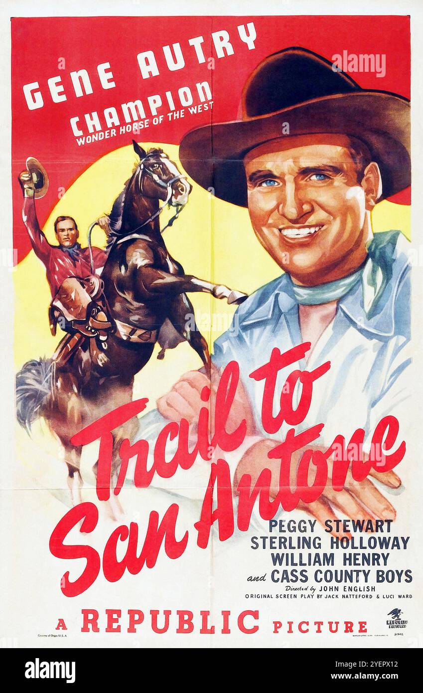 Film poster for Trail to San Antone (1947) Gene Autry and wonder horse ...