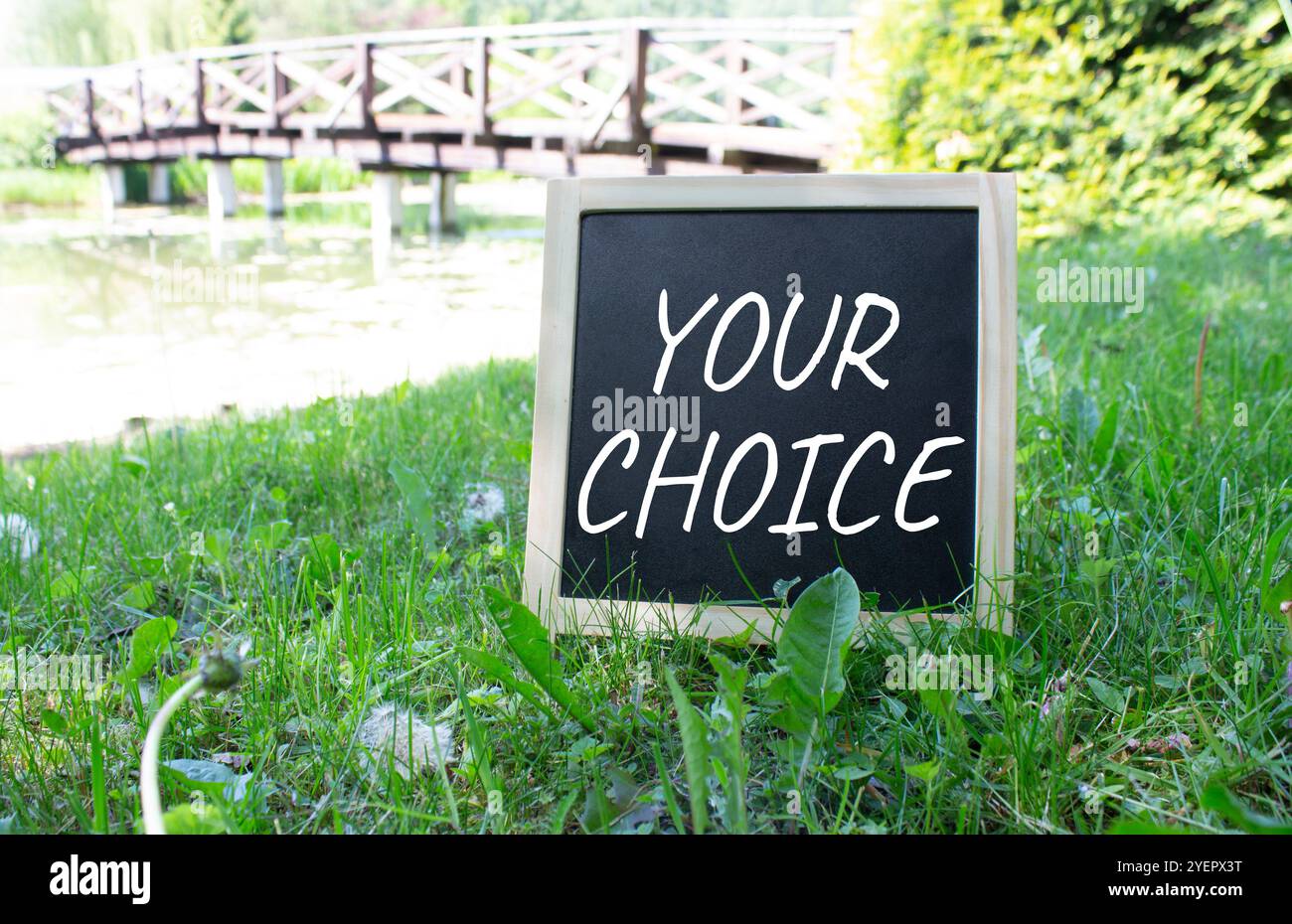 Your Choice symbol. Concept words Your Choice on black chalk background ...