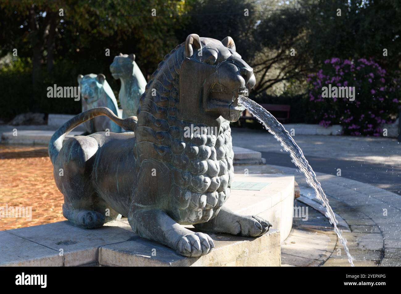 The Jerusalem Lions Fountain, a bronze and gold-plated, sculpted ...