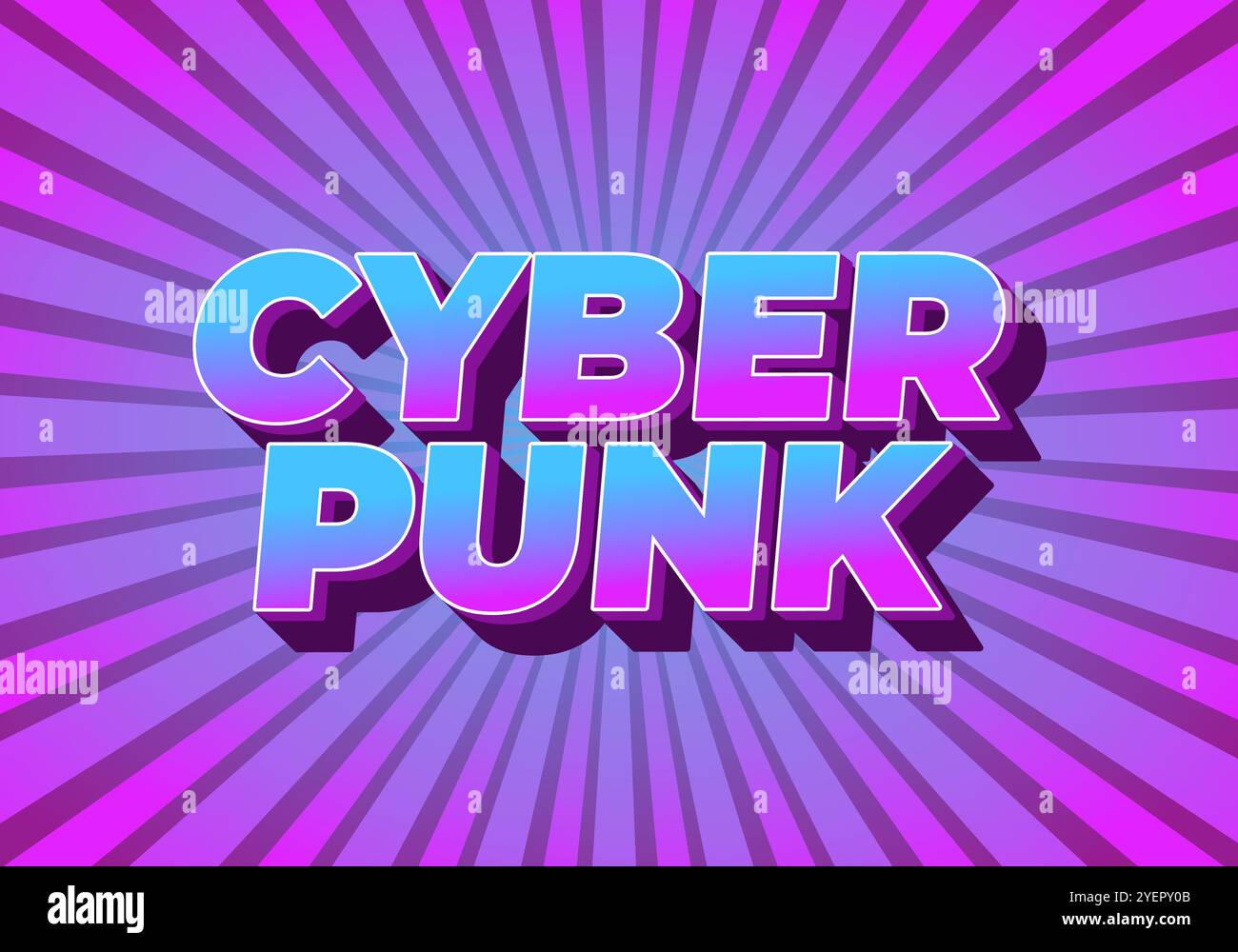Cyber punk. Text effect design in bold fonts with 3D style Stock Vector ...