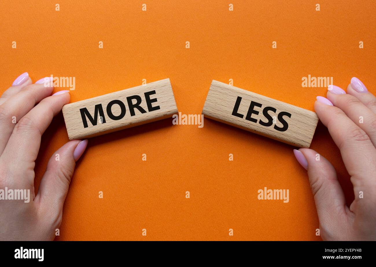 More or Less symbol. Concept word More or Less on wooden blocks ...