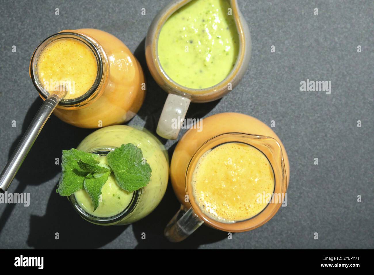 Seasonal Matcha green vegan smoothie with chia seeds and mint pumpkin ...