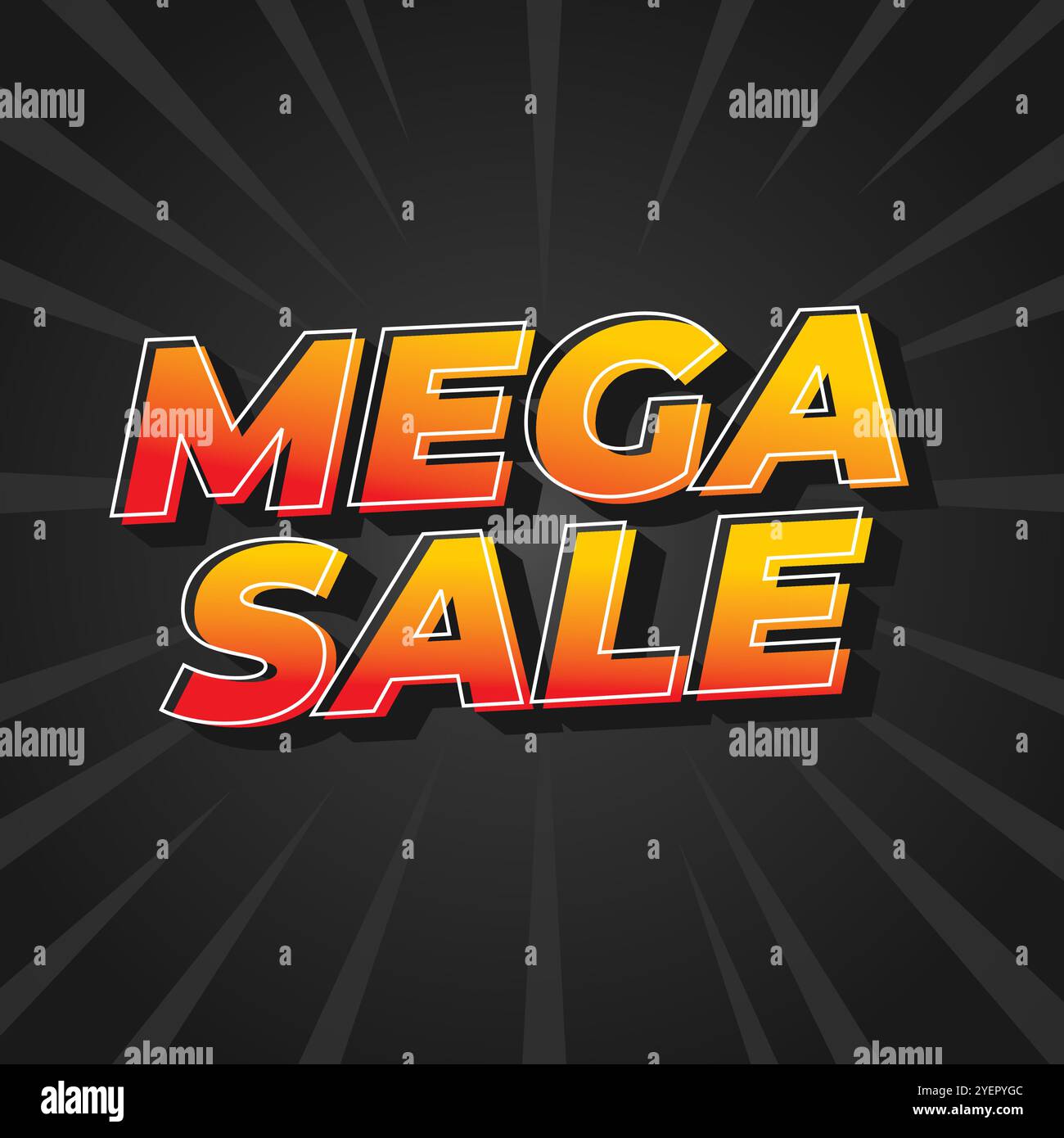 Mega sale. Text effect design in 3D look with modern colors. Square ...