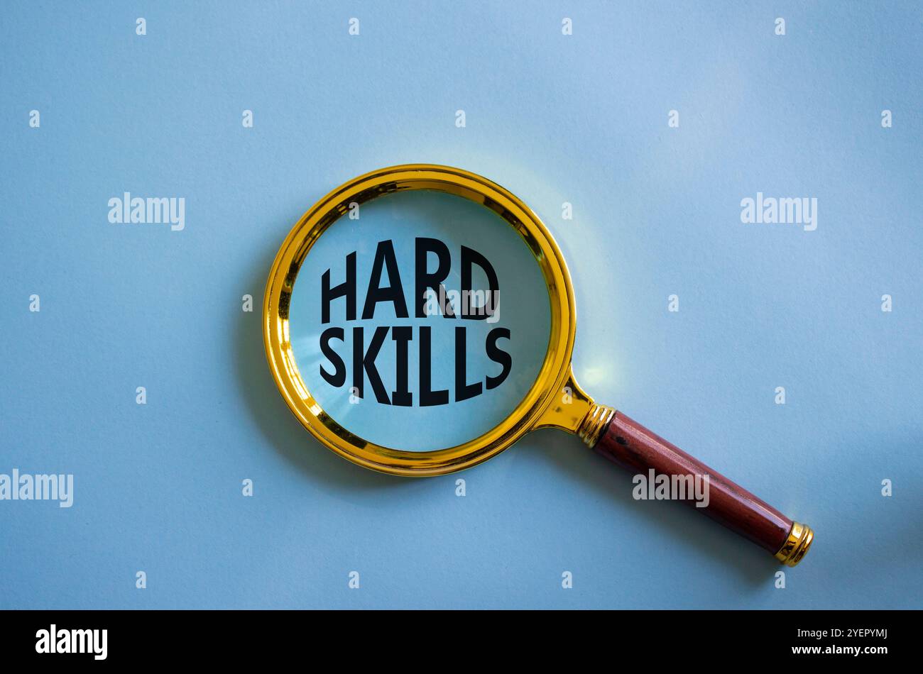 Hard skills symbol. Magnifying glass with words Hard skills. Beautiful ...