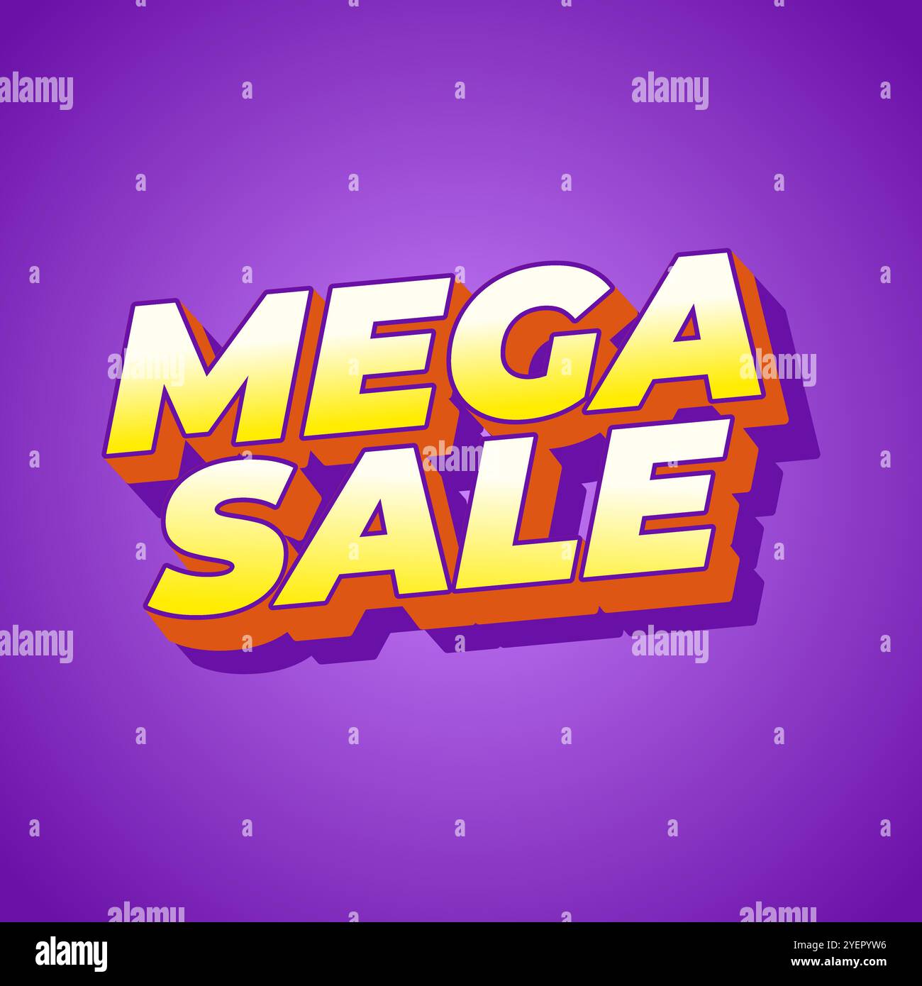 Mega sale. Text effect design in 3D look with modern colors. Square ...