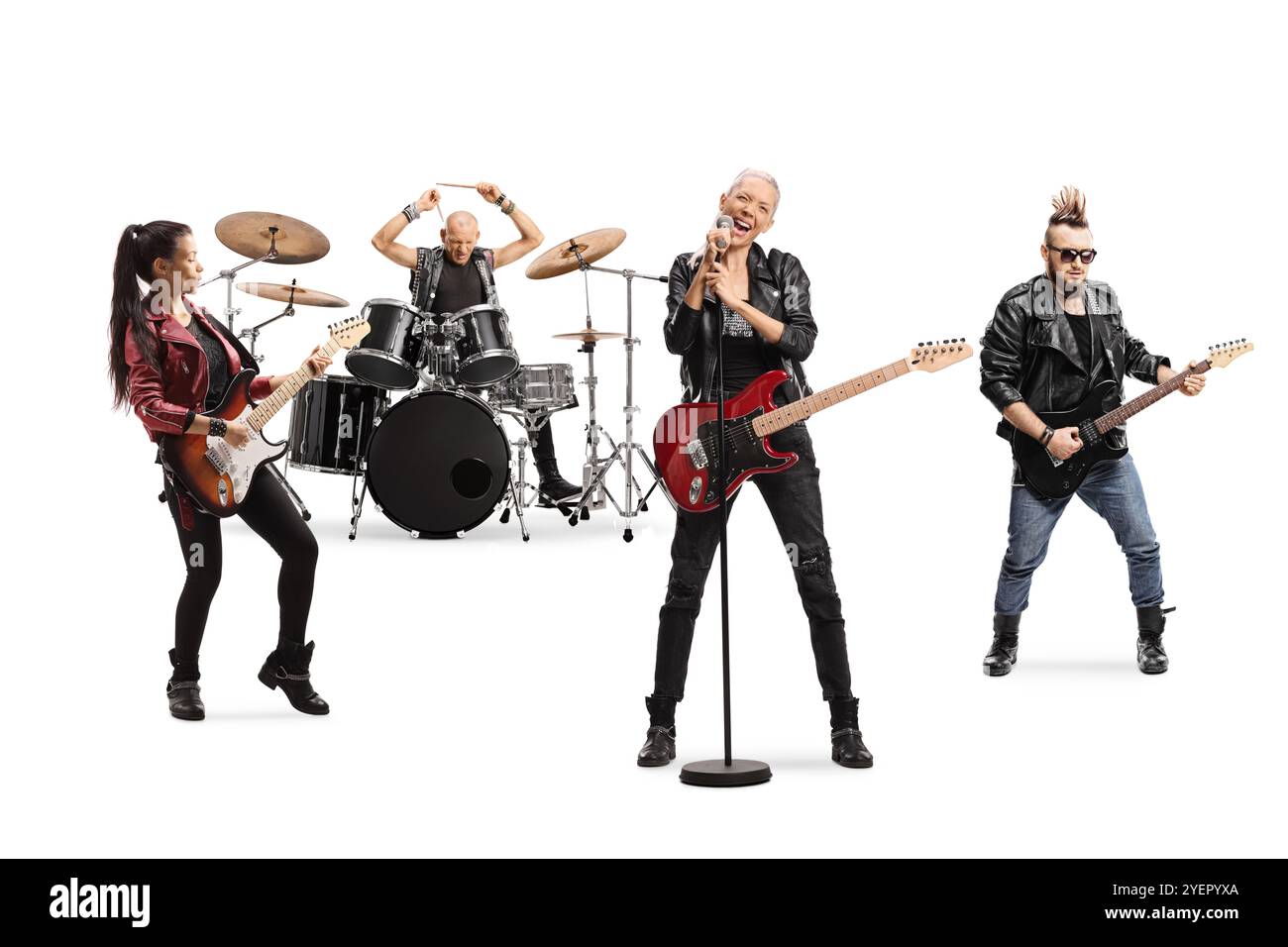 Music band perfomring on stage isolated on white background Stock Photo ...