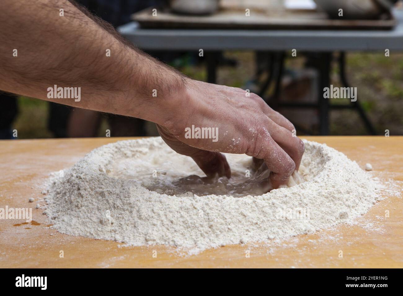 Pictures taken during a bread and pizza making workshop with many ...