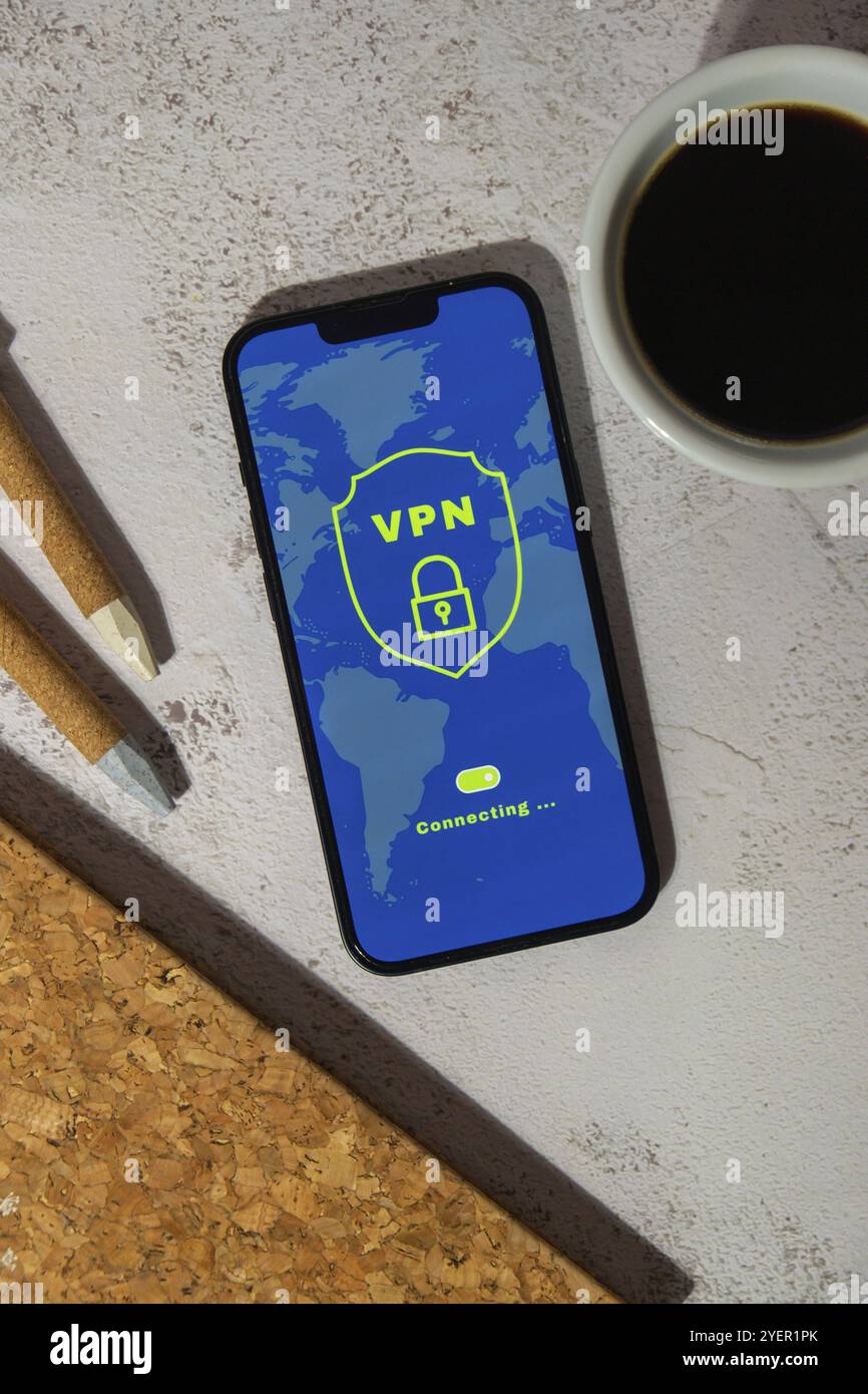 Mobile phone App screen of VPN creation Internet protocols for ...