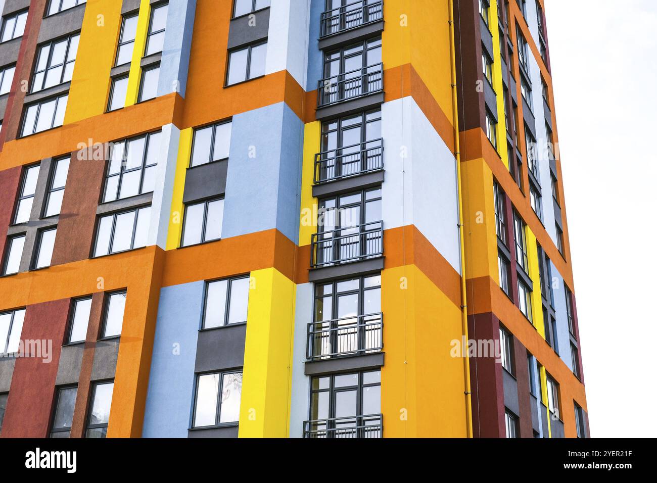 Modern building angle and windows. Multistory new multicolored ...