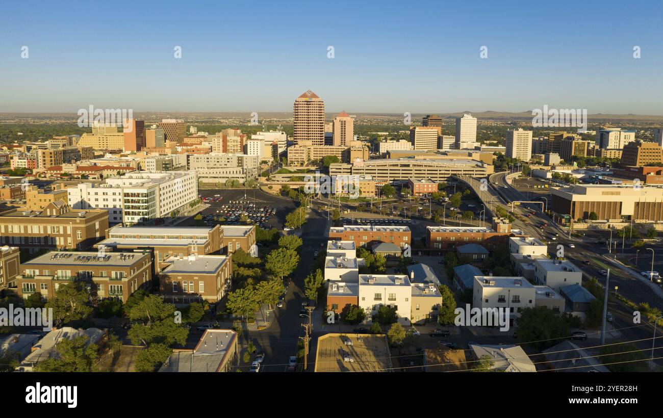 Aerial perspective urban metropolitan area in and around Albuquerque ...