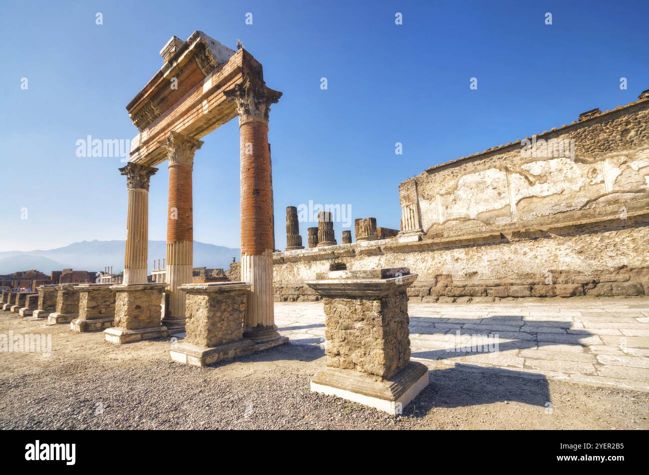 Ruins of the ancient roman city of Pompeii, which was destroyed by ...