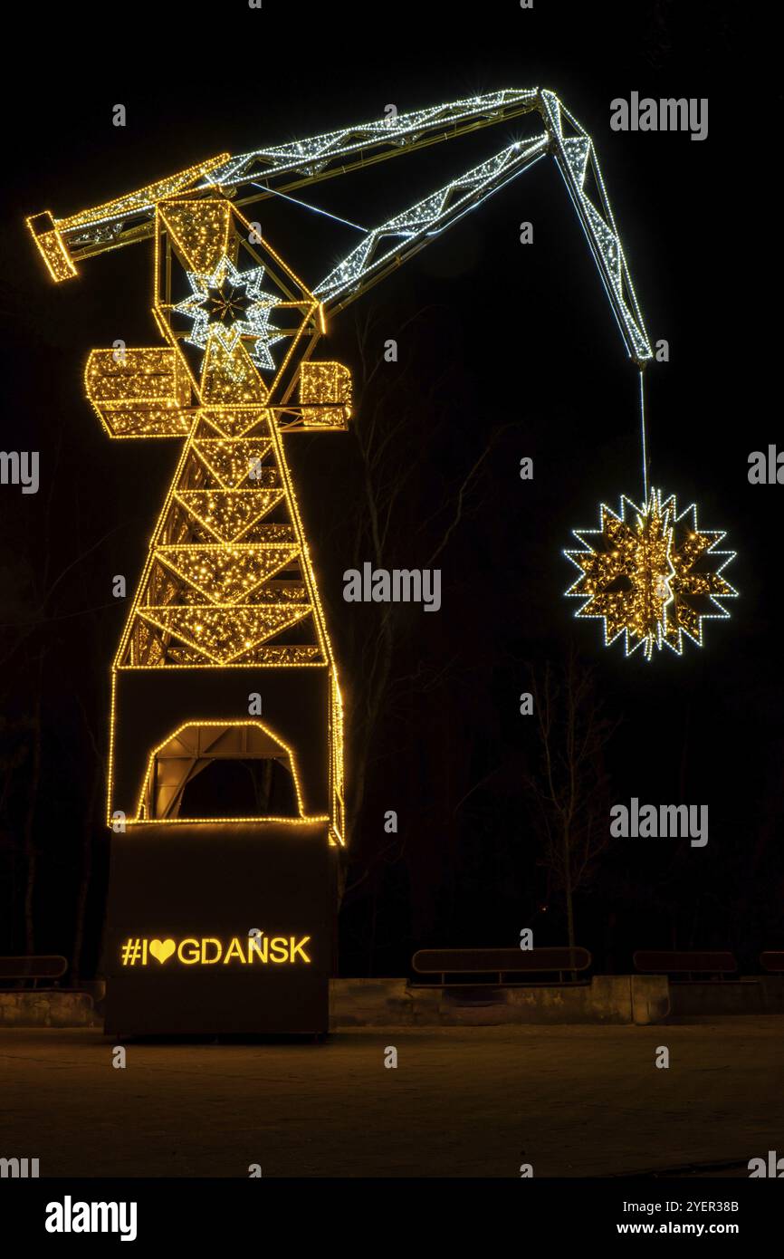 Gdansk Poland, December 2022 Construction crane symbol of Shipyard ...