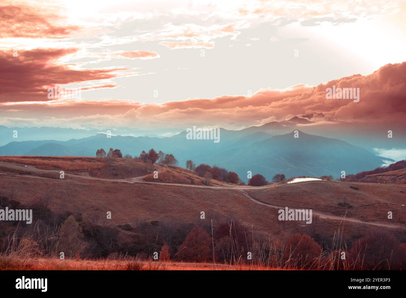 Charming view from Mottarone mountain at dusk Stock Photo - Alamy