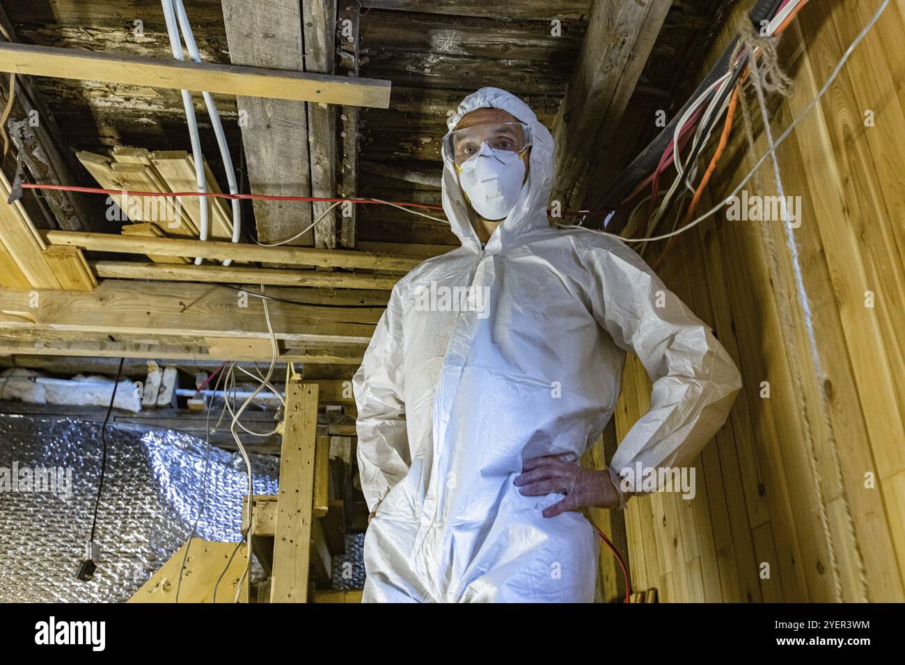 A low angle portrait of an environmental quality inspector at work ...
