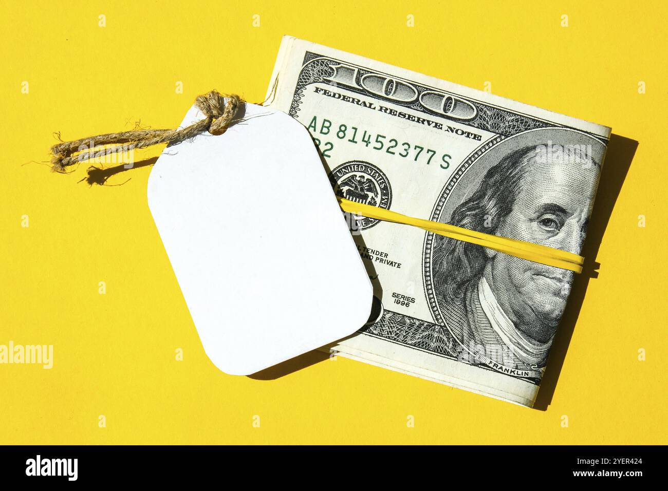 Dollar banknote with paper note for copy space. Savings investment ...