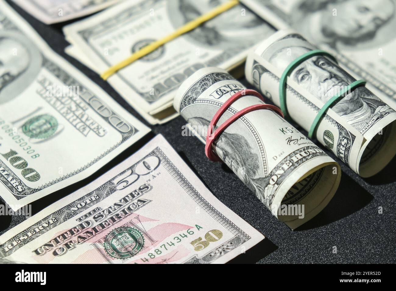 US dollars bundle close up isolated on dollar background. Paper ...