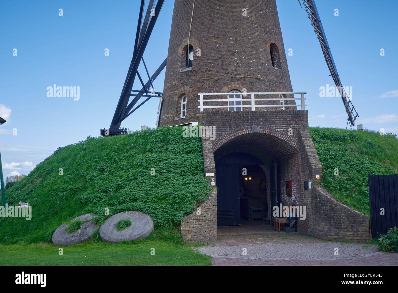 Old brick windmill with wooden blades hi-res stock photography and ...