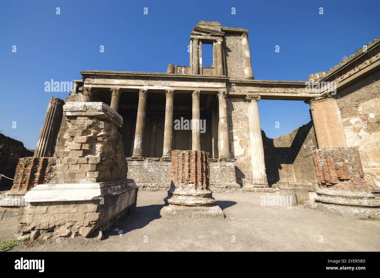 Ruins of the ancient roman city of Pompeii, which was destroyed by ...