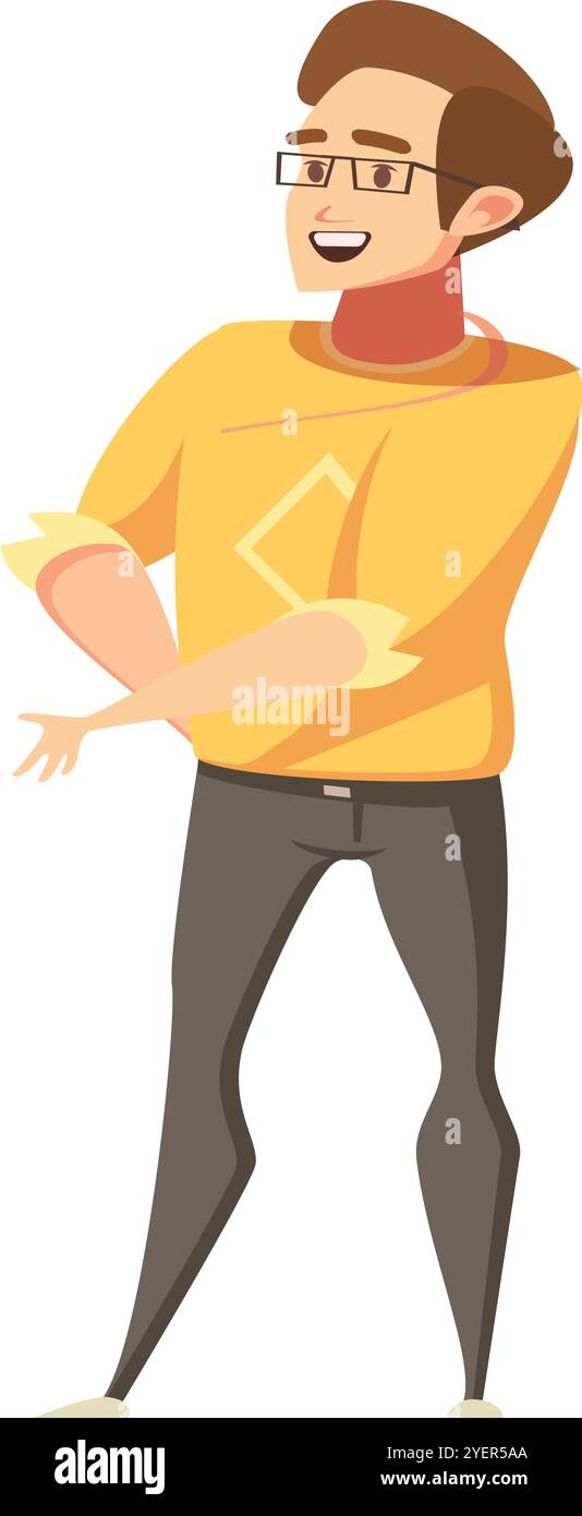 Flat Design of Friendly Man Extending Hand in Greeting Cartoon Style ...