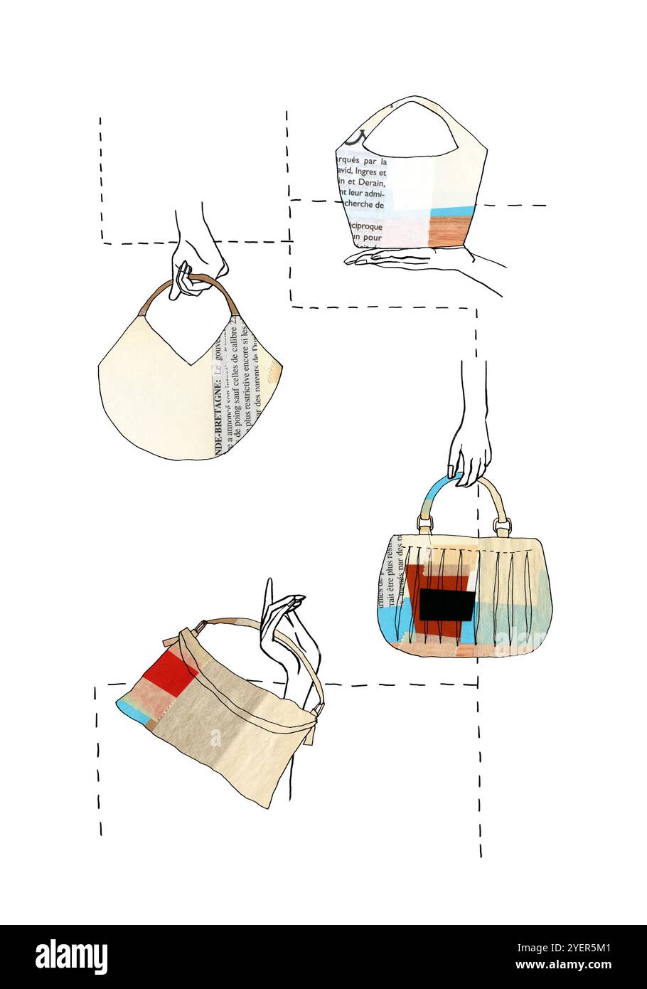 Bag with collage pattern Stock Photo - Alamy