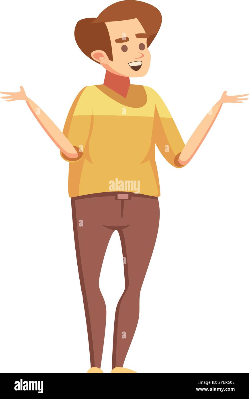 Cartoon Drawing of a Happy Man in Casual Attire Stock Vector Image ...