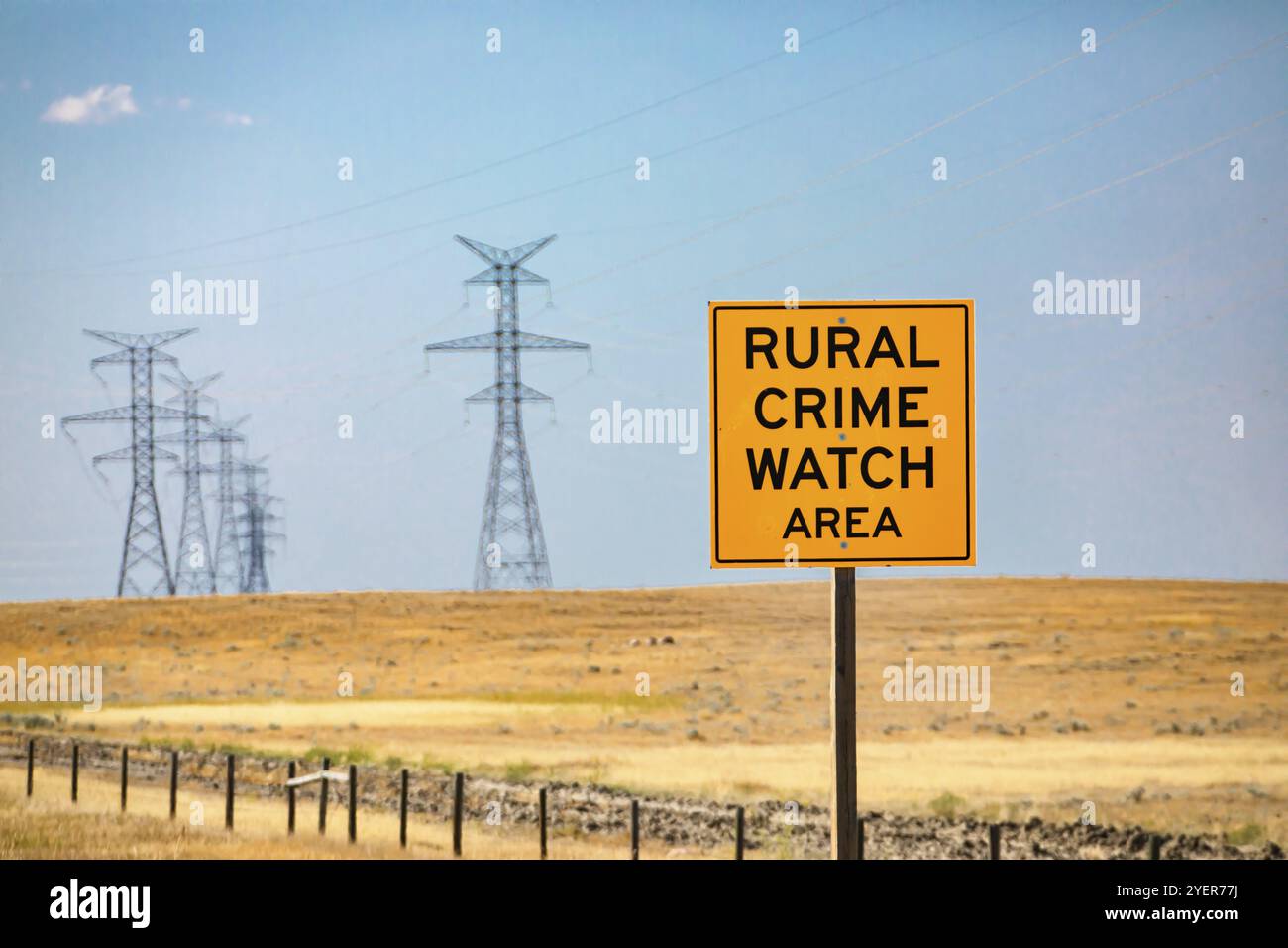 Information Road yellow Sign, Rural crime watch area, Canadian country ...