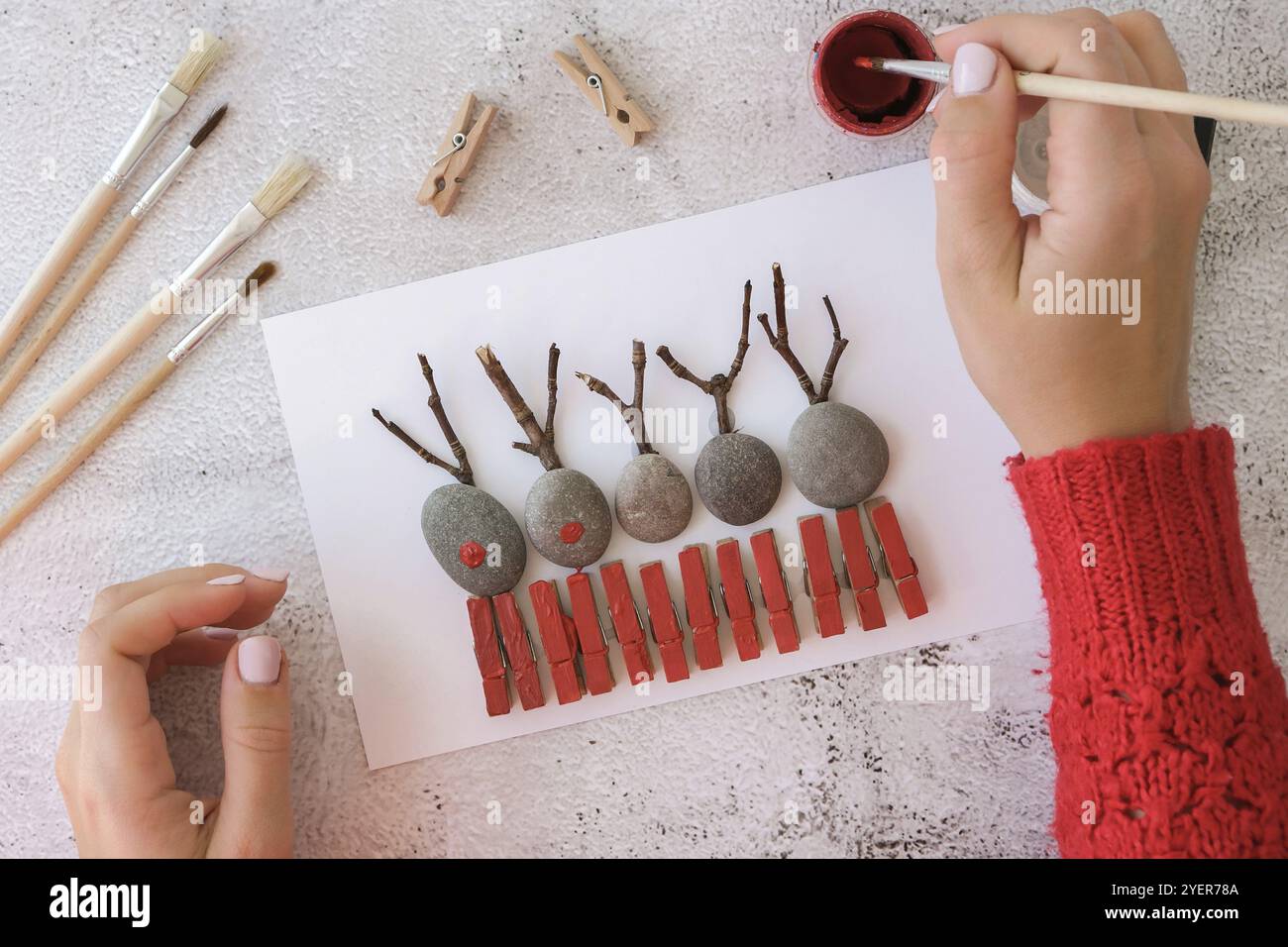 Step by step. Top view. Process kid children craft. Do it yourself Diy ...