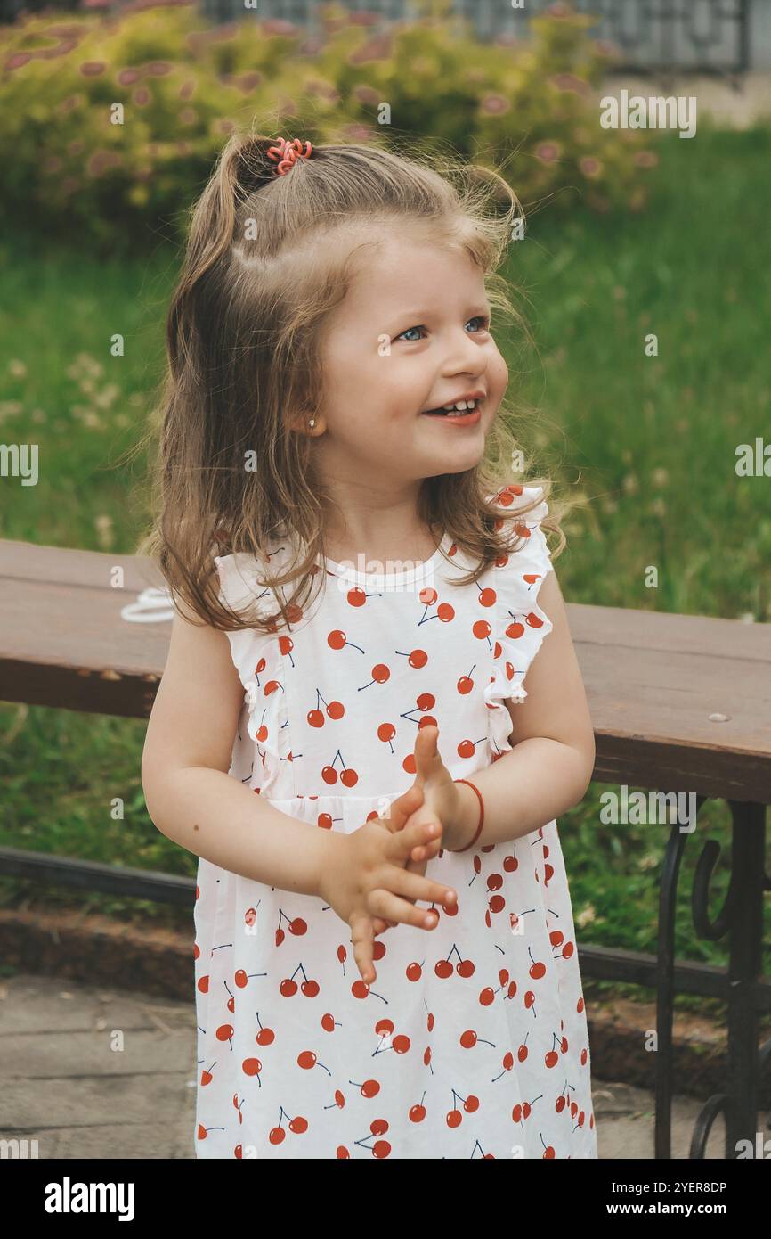 Portrait of toddler girl kid. Happy smiling kid. Playtime. Happy ...