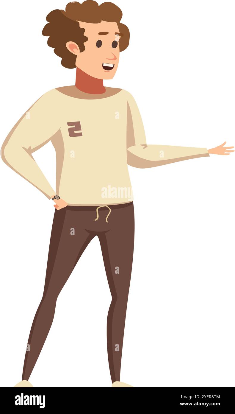 Cheerful Man Offering Handshake Cartoon Character Flat Vector ...