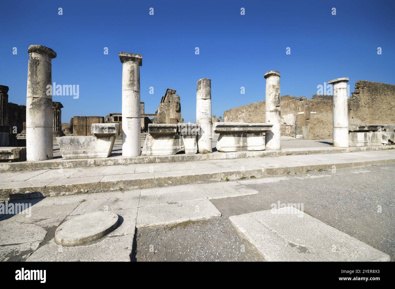 Ruins of the ancient roman city of Pompeii, which was destroyed by ...