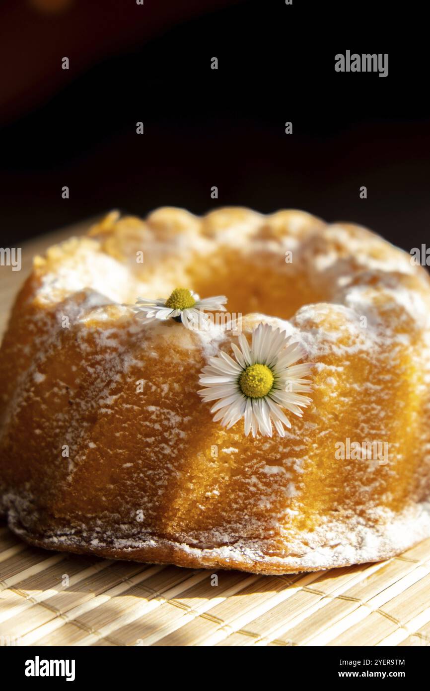 Cupcake decorated chamomile flower In the rustic style. Authentic photo ...