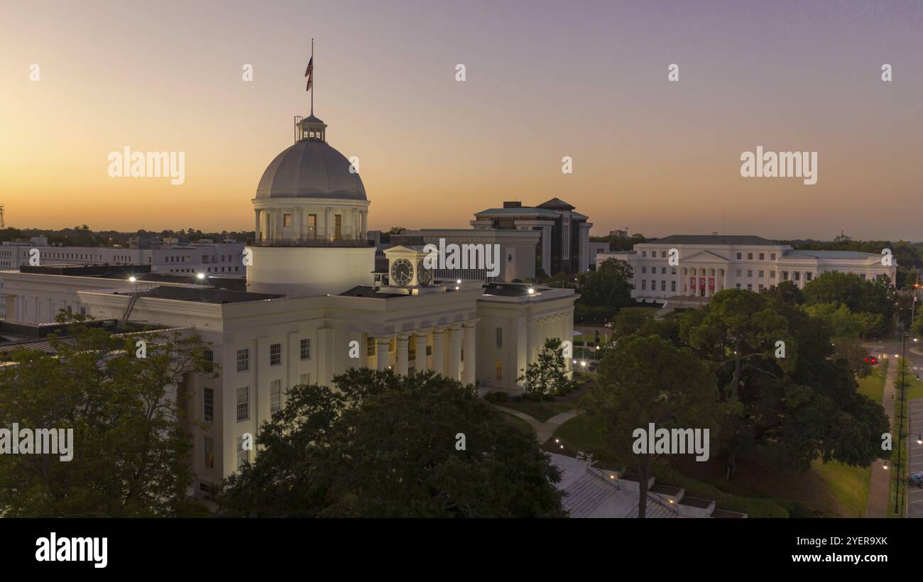 Golden sunlight reaches the horizon showing around the capital ...