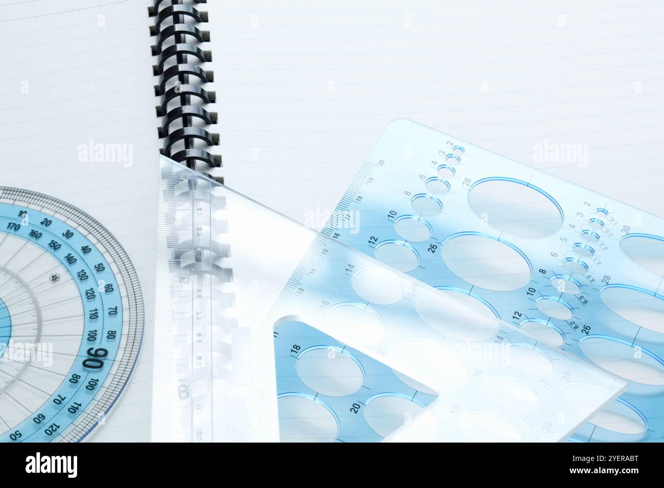 Ruler and notebook Stock Photo - Alamy