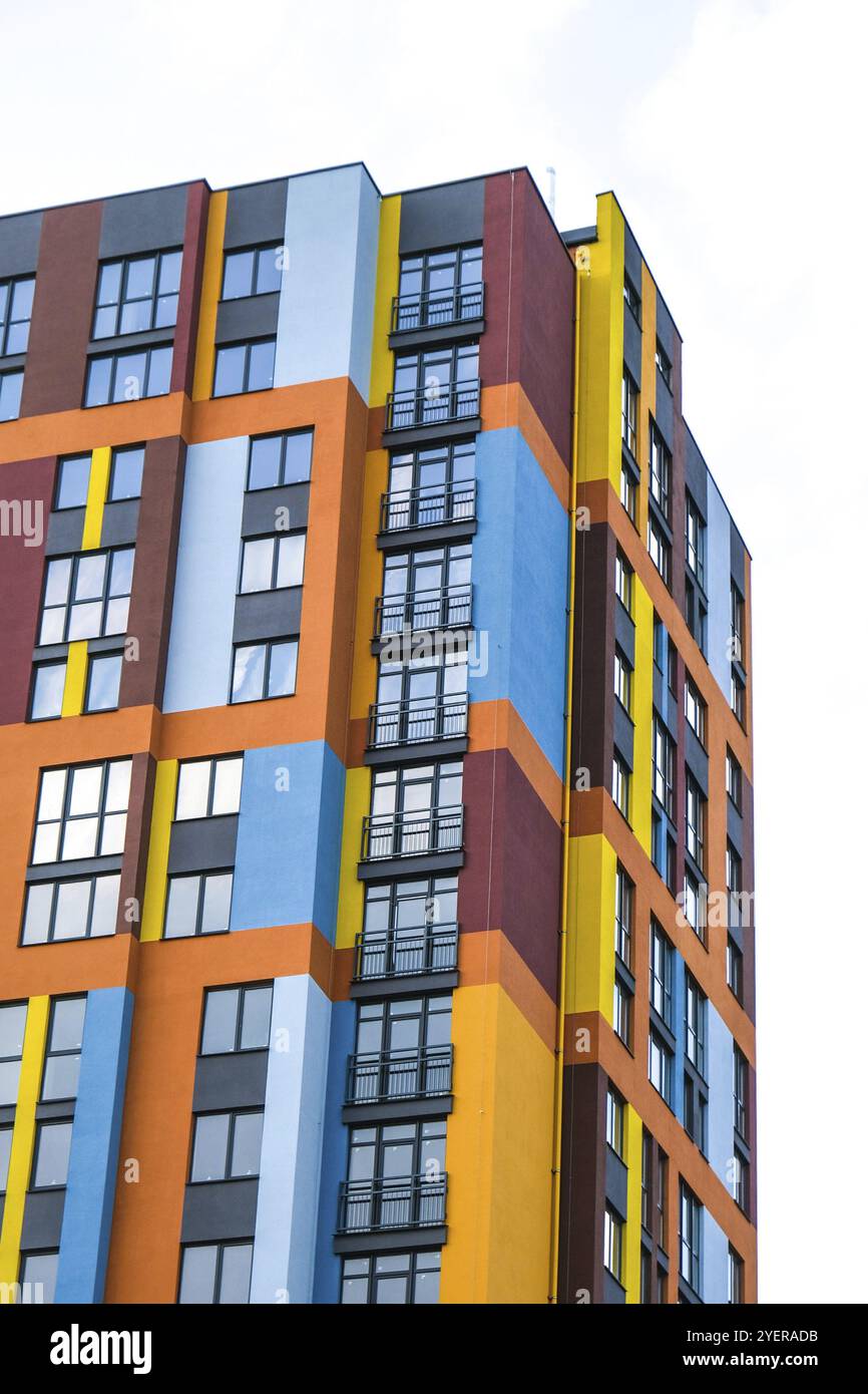 Modern building angle and windows. Multistory new multicolored ...